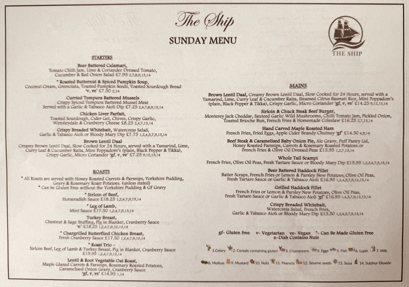 THE SHIP - Restaurant and Bar Menus