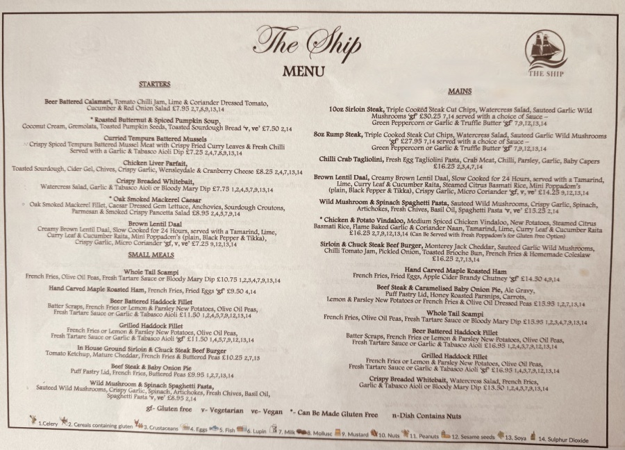 THE SHIP - Restaurant and Bar Menus